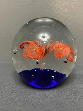 Handmade | Art | Hand Blown Orange Lily Flower Bubble Sphere ...